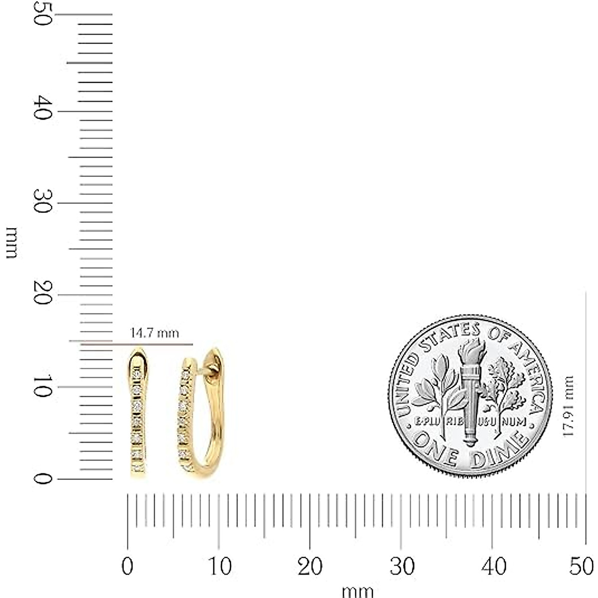 DISENO Huggie Hoop Earrings in 18K Yellow Gold over Silver with 0.04 ct Natural Diamonds (F-G Color, SI1-SI2 Clarity) - Fine Jewelry For Women