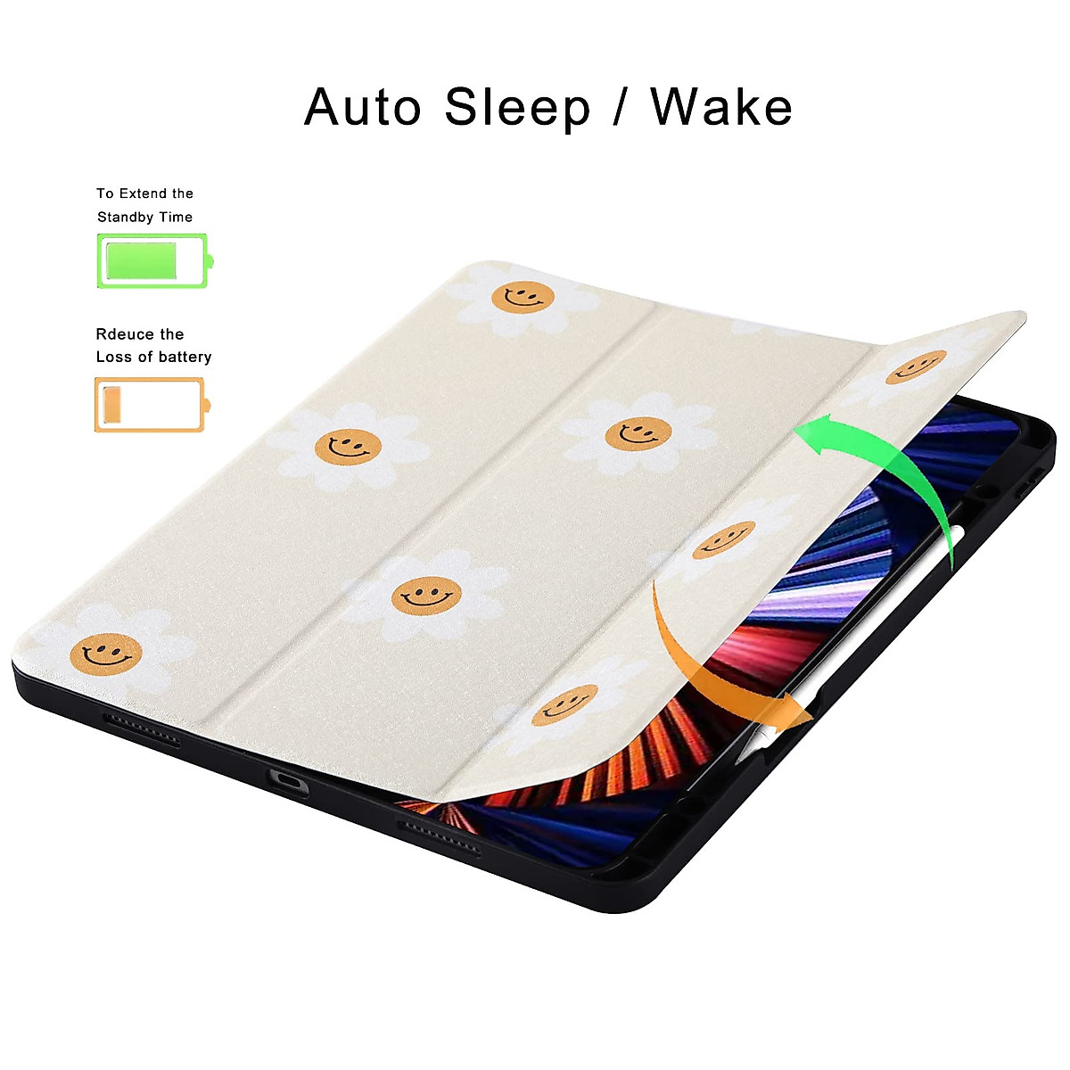 Cute Sunflower PU Leather Case for 2022 iPad 10th Generation 10.9 Inch Case with Pencil Holder Protective Stand Cover for 10.9" iPad 10th Gen 2022 Release A2696 A2757 A2777