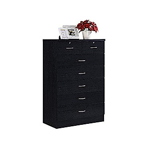 HODEDAH IMPORT HI70DR Black 7 with Locks On 2-Top Chest of Drawers