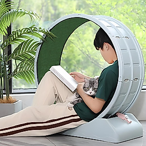 Cat Wheels for Indoor Cats, 31.5'' Cat Exercise Wheel, Cat Wheel with Brake, Removable Running Mat, Easy to Install,Cat Wheel Exerciser for Cat's Fitness & Health,Suitable for Most Cats (Blue)