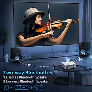 Projector with 5G WiFi Bluetooth, Native 1080P Movie Projector, 10000L 4K Support Portable Outdoor Projector, 2023 Upgraded Projector Compatible with HDMI, VGA, USB, Laptop, iOS & Android Smartphone