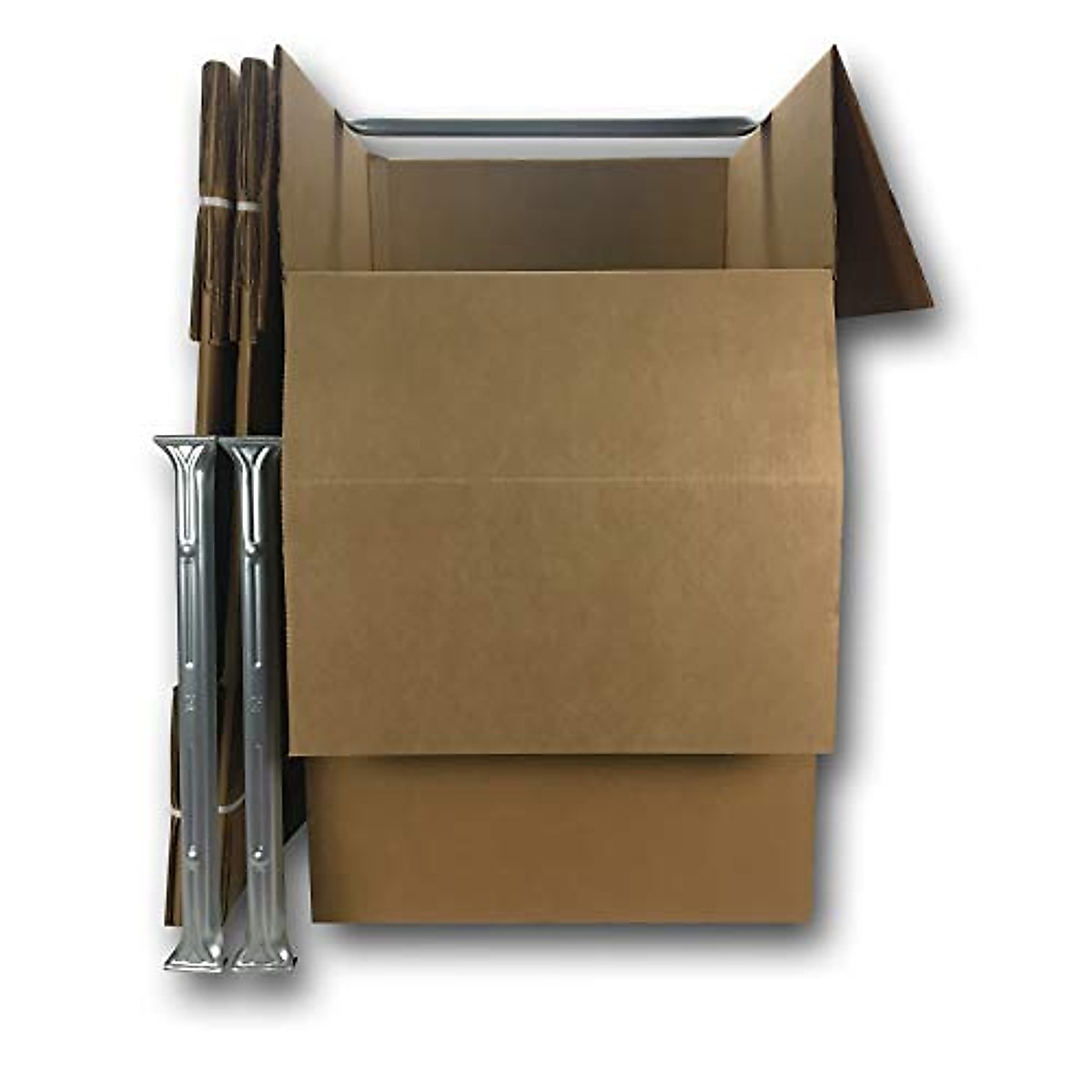Amazon Basics Wardrobe Clothing Moving Boxes with Bar - 24" x 24" x 40", 3-Pack, Brown
