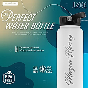 Personalized Water Bottle with Straw & Lid - 18 Oz, 9 Colors, Engraved 8 Designs - Sports Water Bottle Customized with Name or Text