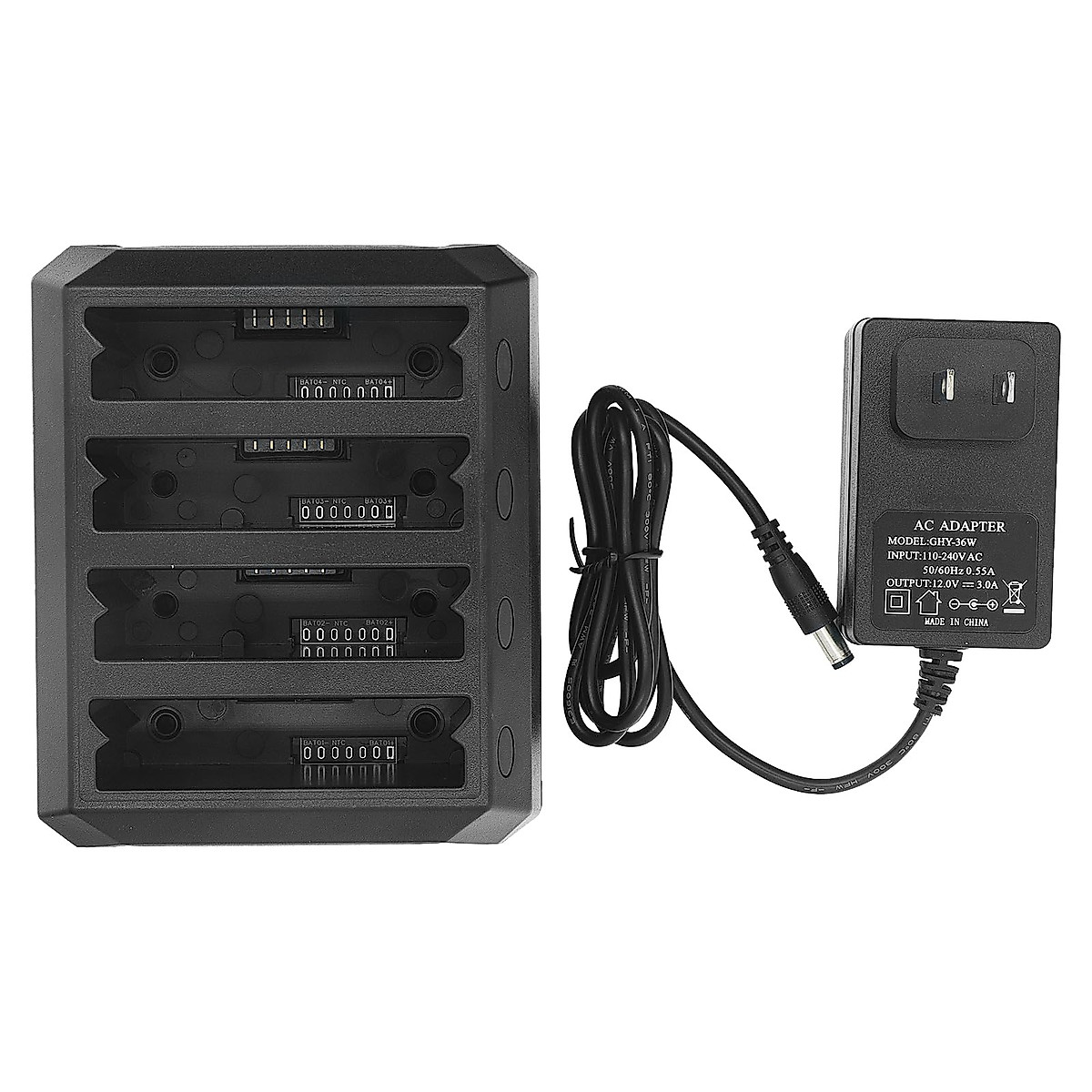 4-Slot Battery Charging Cradle with Adapter for Zebra TC51 TC510K TC52 TC56 TC57 Barcode Scanner,Multiport Secure Power Supply