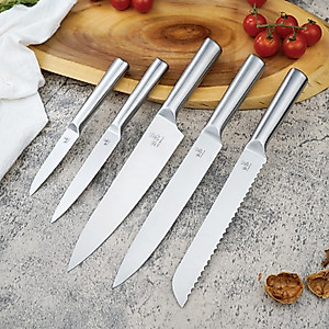 CHUSHIJI Knife Set,7 Pieces Knives Set for Kitchen,Kitchen Knife Set with Block,Razor-Sharp Stainless Steel Knife Block Set for Home Cooking, Kitchen Knives Set with Kitchen Scissors
