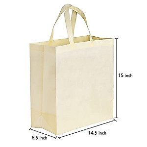 Hacaroa 25 Pack Reusable Grocery Bags, Non Woven Foldable Shopping Bags with Handles Lightweight Tote Bags Portable Shoulder Bags for Supermarket Retail Stores, Shopping Merchandise Events
