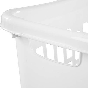 Sterilite Rectangular Open Laundry Hamper, Tall and Slim Plastic Hamper with Handles for Carrying Clothes to and from the Laundry Room, White, 6-Pack