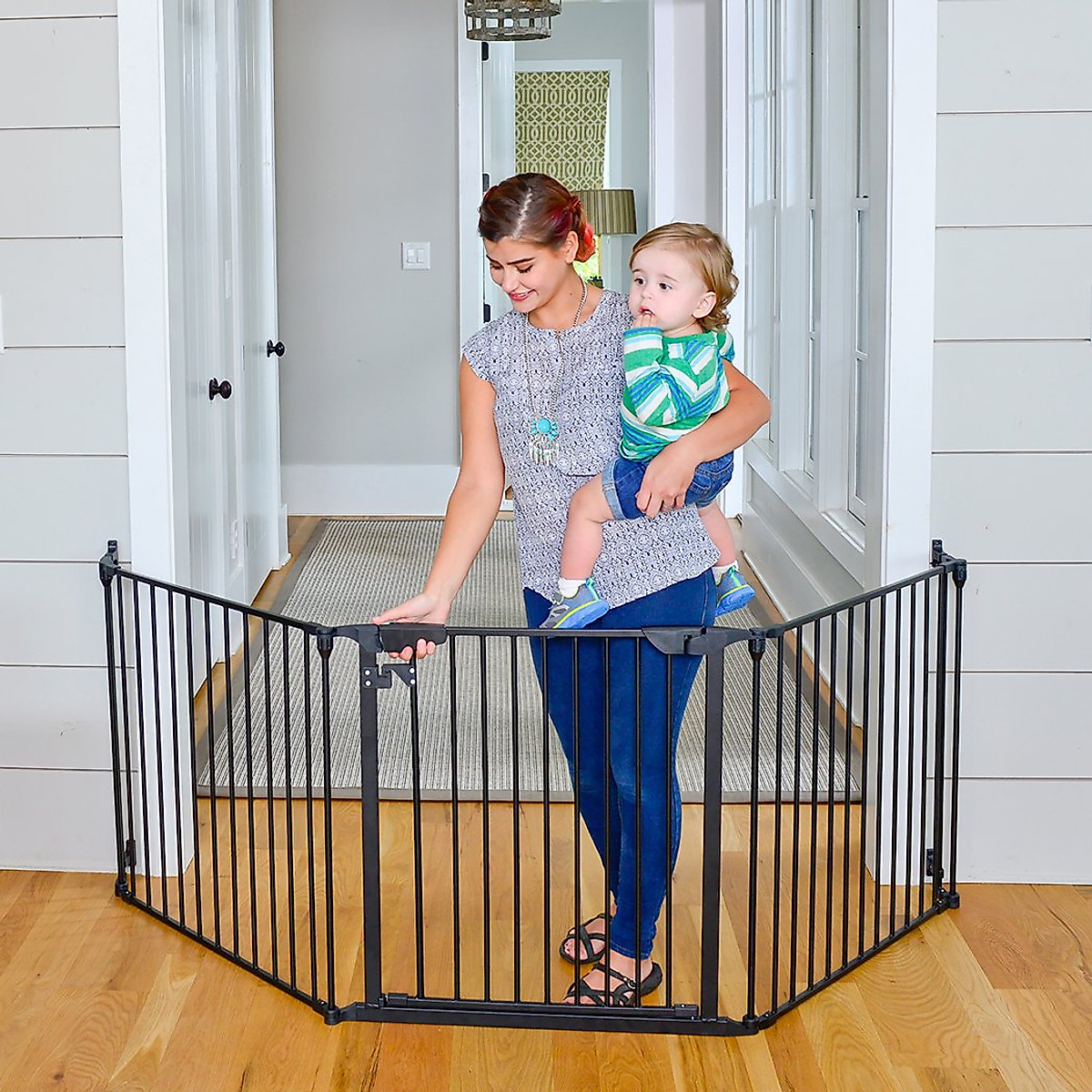 Cardinal Gates XpandaGate, Black: Baby Gate for Stairs, Doorways, and Hallways | The Width is 100 inches for Extra Wide Openings, Works Well as a Indoor Pet Fence & Extensions are Available