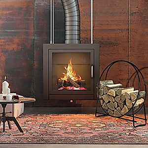 GOFLAME 41 Inch Firewood Log Rack, Round Tubular Steel Fireplace Wood Storage Holder for Indoor & Outdoor Fireplace Pit, Heavy Duty