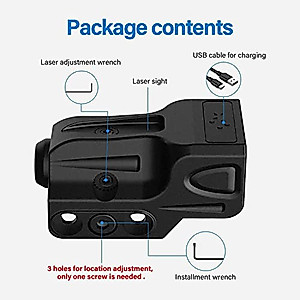 Gmconn Mini Tactical Green Laser Sights Ultra Low Profile Green Dot Laser Gun Sight for Pistols, Fit Picatinny Rail, USB Rechargeable, Lightweight (Green Laser