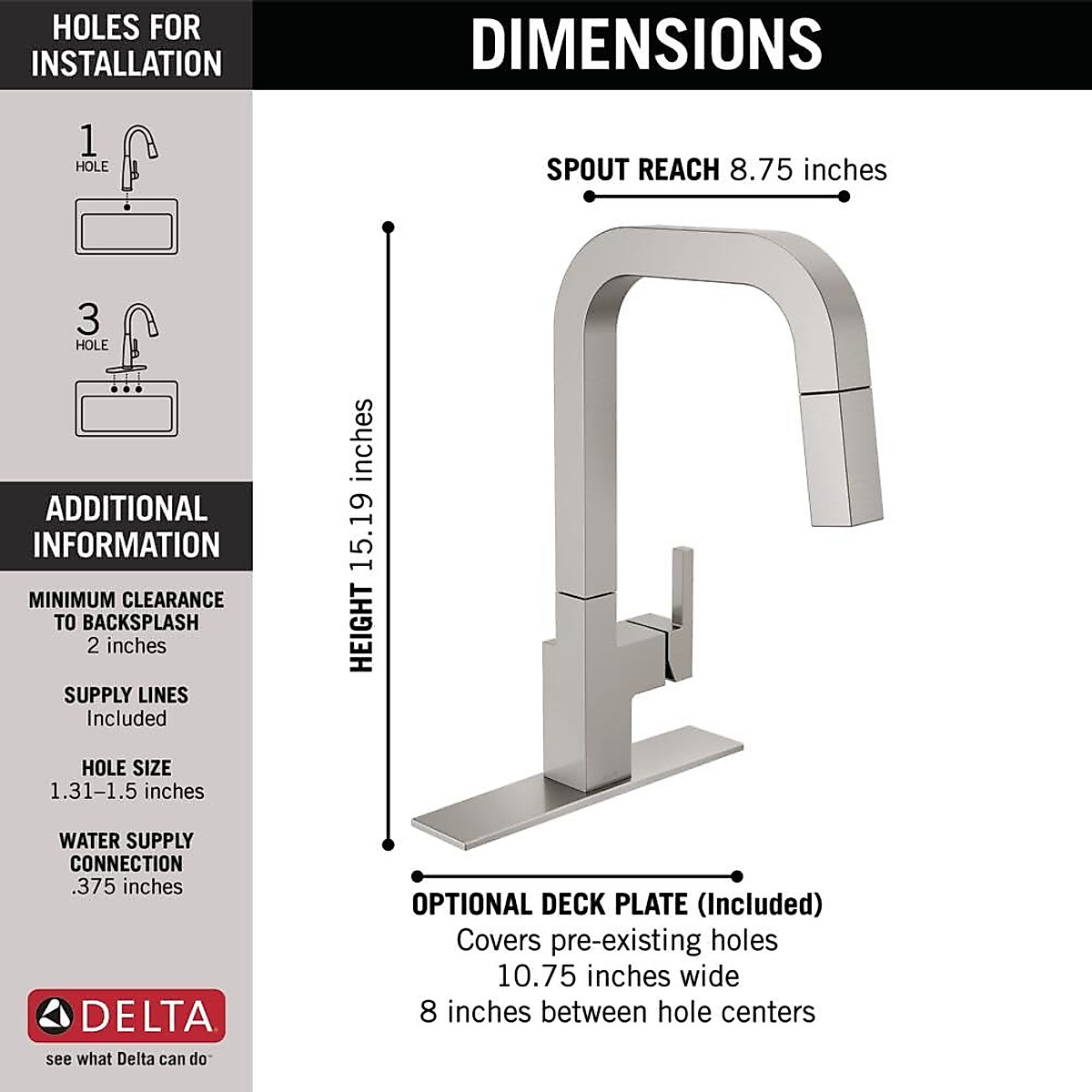 Delta Faucet Brushed Nickel Kitchen Faucet with Pull Down Sprayer, ADA Compliant, Dual Function Wand, Magnetic Docking Spray Head, Spotshield Stainless Steel, 19825LF-SP