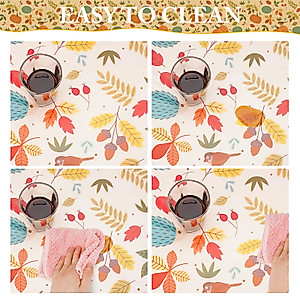 CAKKA Thanksgiving Tablecloth Plastic 54x108 Inch, 3 Pack Disposable Fall Pumpkin Table Cover, Orange Marple Leaf Rectangle Autumn Table Cloth for Fall Thanksgiving Day Table Decor Decoration