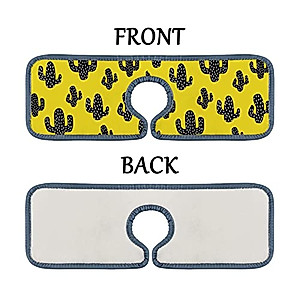 Kitchen Faucet Absorbent Mat 4 Pieces Black Cactus Yellow Faucet Sink Splash Guard Bathroom Counter and RV,Faucet Counter Sink Water Stains Preventer