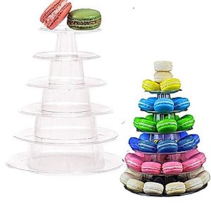 6 Tiers Round Macaron Tower Stand Cake Display Rack Cupcake Stand Desserts Display for Wedding Birthday Decor