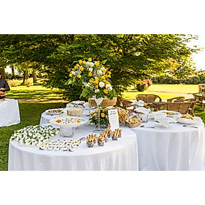 6-Pack White Round Paper Tablecloths – 82in Paper Table Cloths for Parties Disposable – Linen Like Disposable White Tablecloth Round Cover with Plastic Backing