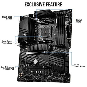 MSI B550-A PRO ProSeries Motherboard (AMD AM4, DDR4, PCIe 4.0, SATA 6Gb/s, M.2, USB 3.2 Gen 2, HDMI/DP, ATX)
