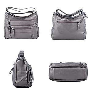 ELDA 10 Pockets Crossbody Purses for Women Medium Pocketbooks Lightweight Ladies Satchel Bag Multi Pocket Shoulder Handbag