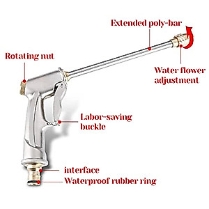 High Pressure Power Washer Wand,Household All-Metal Pacifier-Type Extension Rod Car Wash Aluminum Alloy Plating High-Pressure Water Tool Wand Lance for Cleaning Sidewalks Gutter Car Pet Window Glass