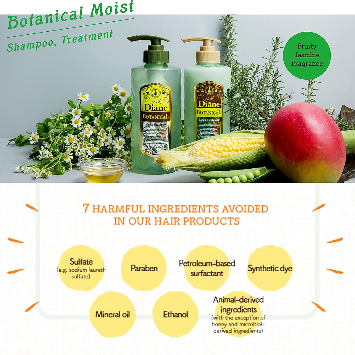 MOIST DIANE Hair Treatment with Pump for Women & Men, Natural Organic Japanese Hair Conditioner, Sulfate & Silicon Free Hydrating & Moisturizing Haircare Products, Botanical Moist 16.9 Fl Oz/500mL