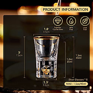 DUJUST Shot Glasses (1.5oz), Crystal Shot Glass Set Decorated with 24K Gold Leaf Flakes, Cool & Cute Shot Cups, BPA-Free & Lead-Free, Perfect for Décor & Collection, Gift Choices - 6 pcs