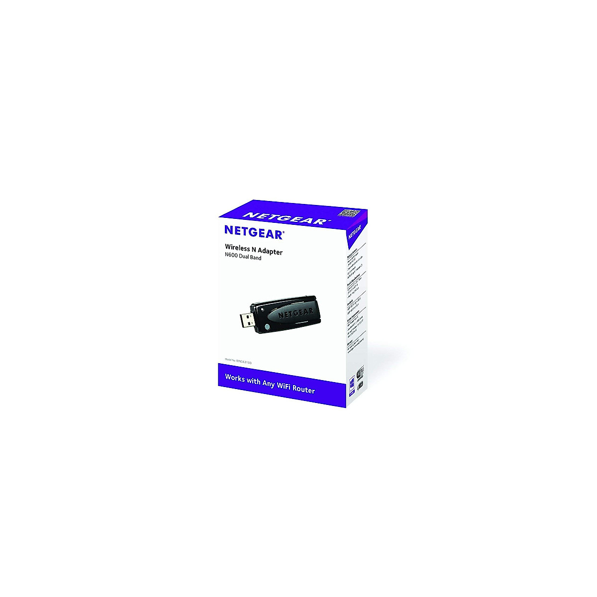 Netgear WNDA3100 Dual Band N600 1.1 2.0 USB WiFi Wireless Adapter, Black (WNDA3100v3)