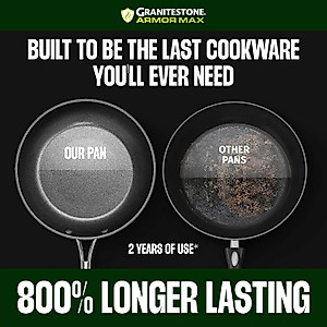 Granitestone Armor Max 5.5 Quart.Sauté Pan with Lid - 12 Inch Non Stick Deep Frying Pan with Lid, Large Frying Pan, Oven Safe Skillet with Lid, Multipurpose Jumbo Cooker, Stovetop/Dishwasher Safe…