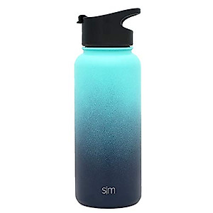 Simple Modern 32oz Water Bottle, Insulated Reusable Wide Mouth Stainless Steel Metal Flask 1 Liter Thermos with Flip Lid, Ombre: Bermuda Deep