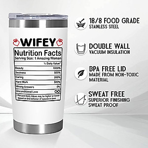 TEEZWONDER Anniversary Wedding Gifts for Her Wife - Stainless Steel Insulated Coffee Tumbler With Lid 20 Oz - Mothers Day Birthday Gifts for Women Wife from Husband