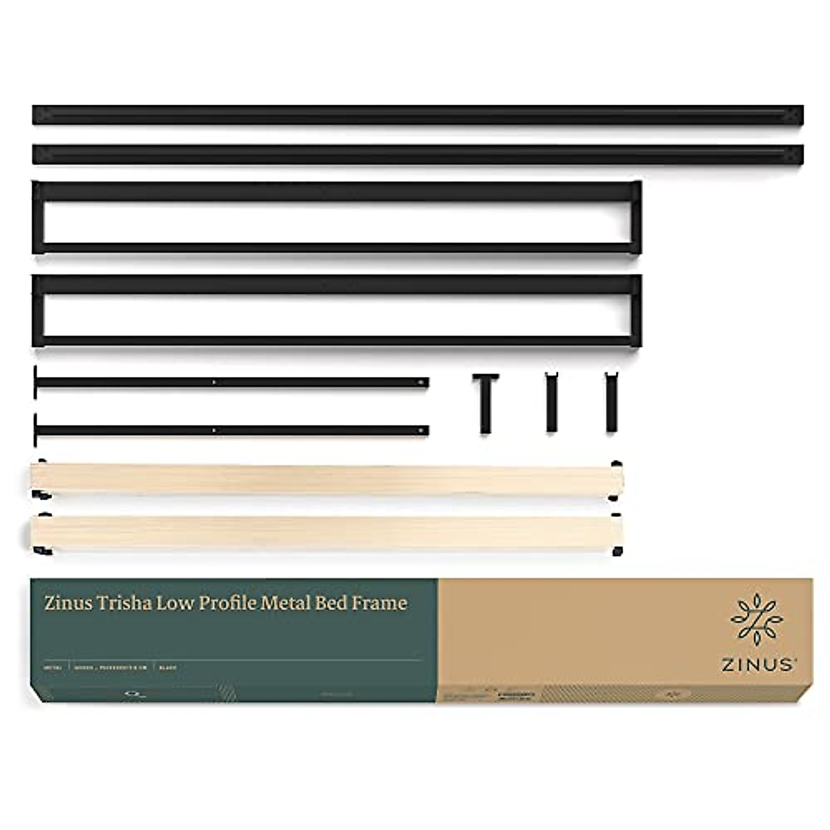 ZINUS Trisha Metal Platforma Bed Frame / Wood Slat Support / No Box Spring Needed / Easy Assembly, King