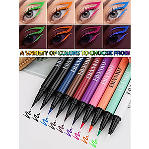 EBANKU 9 PCS UV Glow Neon Matte Liquid Eyeliner Set with 1 PCS Lash Glue Colorful Long Lasting Eyeliner Pencil Halloween Christmas Eyes Makeup Kit