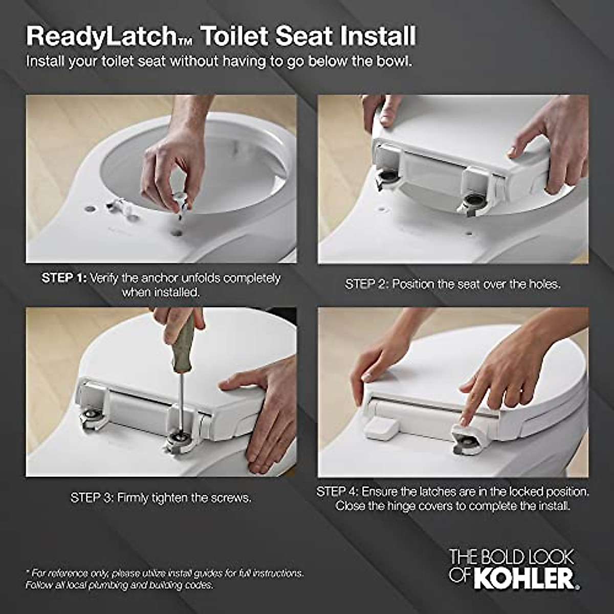 Kohler K24495-A-96 Border Elongated Closed-Front Toilet Seat with Soft Close and Quick Release Biscuit