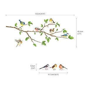 DECOWALL DWL-1804N Garden Birds on Tree Branch Kids Wall Stickers Wall Decals Peel and Stick Removable Wall Stickers for Kids Nursery Bedroom Living Room décor
