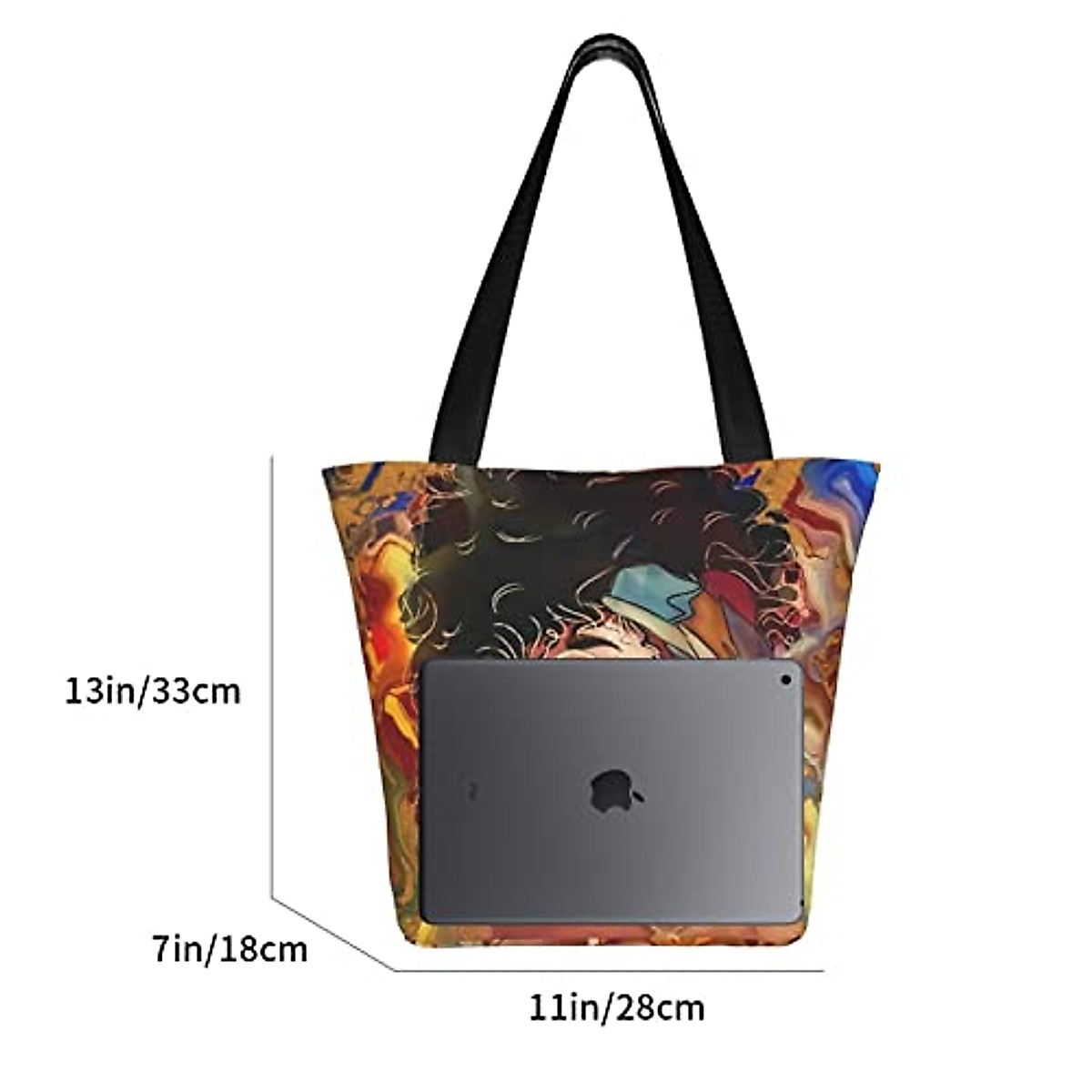 African American Woman Tote Bag Large Handbag Shoulder Bag for Girl Adults Work School Shopping with Zipper