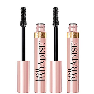 L'Oreal Paris Voluminous Makeup Lash Paradise Mascara, Voluptuous Volume, Intense Length, Feathery Soft Full Lashes, No Flaking, No Smudging, No Clumping, Black Brown, 2 Count