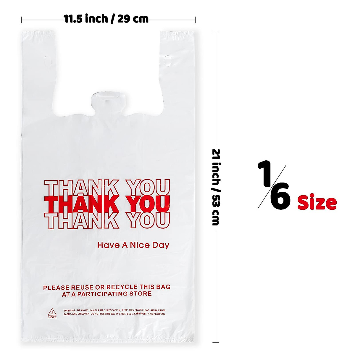 JShlpiar Thank You Plastic T-Shirt Bags (350 Count) (11.5”x 6.5" x 21”)(White), To Go Bags, Grocery Bags, Restaurants Bags, Shopping Bags, Merchandise Bags, Take Out Bags in Bulk