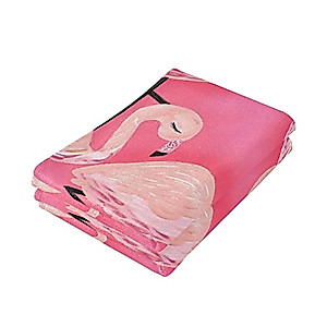 GEDAKO Hand Towels Set 2 pcs Bath Towel Soft for Bathroom Spa Gym Sports 28"x 14" (Pink Flamingos)