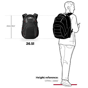 SwissDigital Circuit Men's Laptop Backpack for College and Business Travel with Integrated USB Charging Port and RFID Protection Fits Laptops up to 15.6 in, Black (J14-BR)