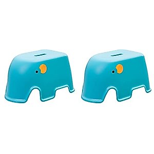 HONMEET 2pcs Chairs Stool Textured Sitting Toilet Room Minimalist Plastic Bathroom Bedroom Practical Home Cartoon Toddler Kitchen Mini Safety Creative Potty Elephant Cute Step Loft