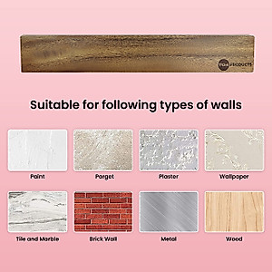 Wood Magnetic Knife Holder 16inch with Powerful Magnets Strong and Thick Wall Mount Knife Rack Easy to Install and Space Saver Organizes Your Kitchen - Multifunctional Magnet Holder, Knives Excluded