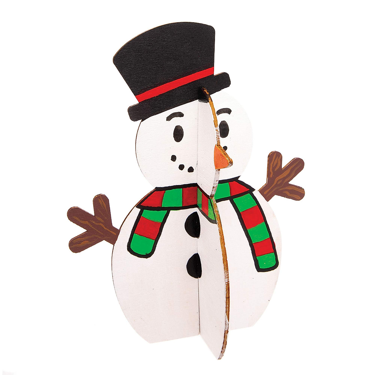 Baker Ross AT158 Wooden Stand-up 3D Snowmen - Pack of 6, Christmas Arts and Crafts