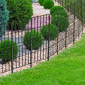 OUSHENG Decorative Garden Fence Fencing 10 Pack, 37.5in (H) x 10ft (L) Rustproof Metal Wire Panel Border Animal Barrier for Dog, Flower Edging for Yard Landscape Patio Outdoor Decor, Square