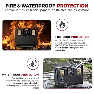 Honeywell Safes & Door Locks - Large Safe Box Chest for Home - Waterproof & Fireproof Safe with Wheels - Fits Letter, Legal & A4 Files - Strong ABS Plastic Document Safety File Box - 1.06 Cu - 1112W