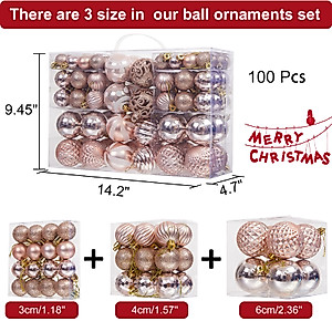 100PCS Shatterproof Christmas Tree Ball Ornaments, Assorted Baubles Set with Glitter - For Holiday Decor