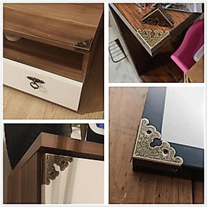 dophee 4Pcs Decorative Corner Protectors, Retro Style Edge Safety Guards Covers for Picture Frame Album Jewelry Box Gift Box Wooden Case Chest Tables Cabinet Furniture, 1.34"x1.34"-Antique Bronze