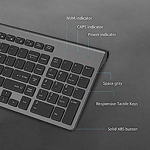 Wireless Keyboard Mouse Combo, J JOYACCESS Ergonomic and Cordless Keyboard and Mouse Set for PC,Windows, Computer, Laptop, Desktop, Chromebook,Mac-Grey