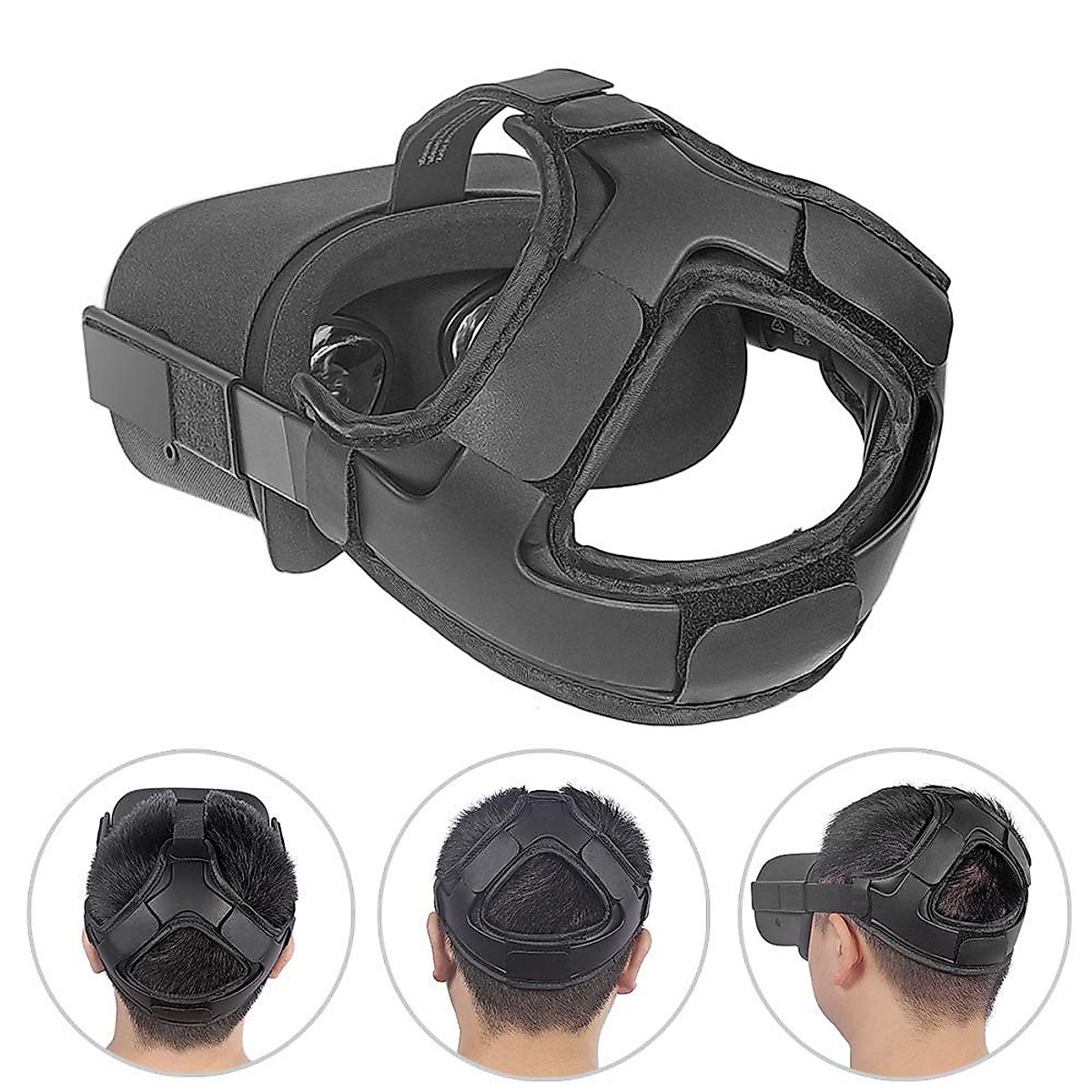 HIJIAO accessories for Oculus Quest VR, including: hard case (black), Silicone Controller Grip Skin (gray), Silicone Knuckle Strap (gray), Silicone Cover (black), Head Strap Pad for Oculus Quest Heads