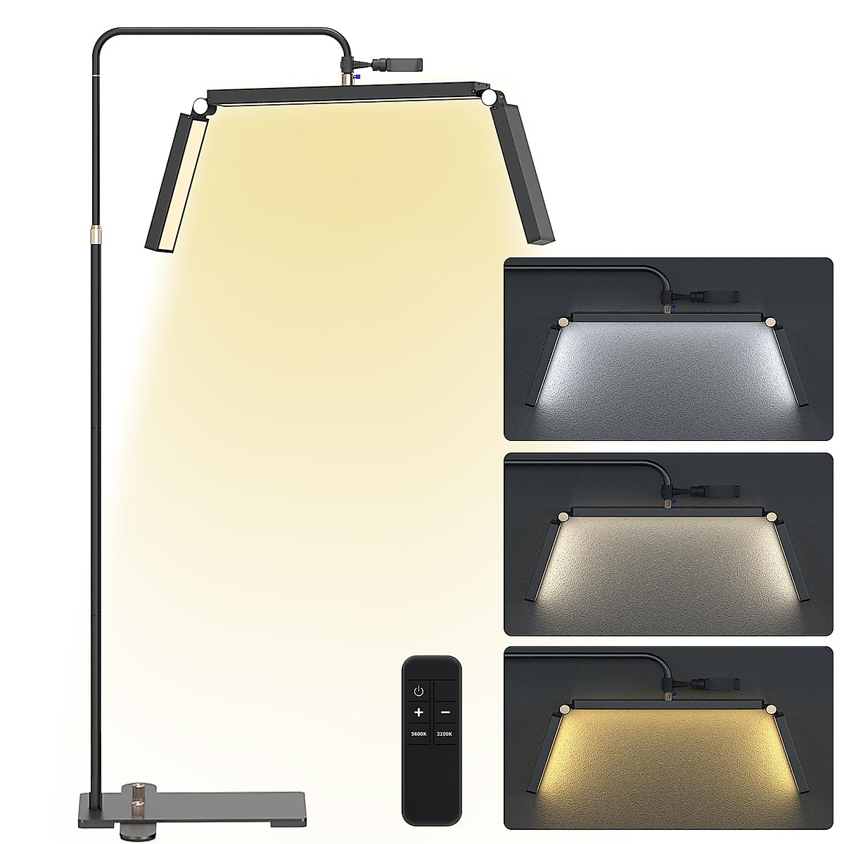 MYSWEETY Lash Light for Eyelash Extensions, 36'' Foldable Half Moon Light Lamp, LED Eyelash Floor Lamp, Estheticians Light with Phone Holder, Lash Light for Eyelash Tech, Tattoo, Makeup, Nails