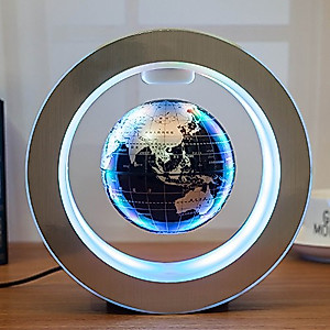 YANGHX Floating Globe World Map 4inch Rotating Magnetic Mysteriously Suspended in Air World Map Home Decoration Crafts Fashion Holiday Gifts (Black)