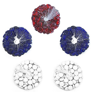 CYS EXCEL 5 LBS Blue Red White Mixed Glass Beads for Vases Flat Marble Gemstone Beads Vase Fillers Aquarium Decor Rocks Floral Centerpieces Stones Mosaic Pebbles