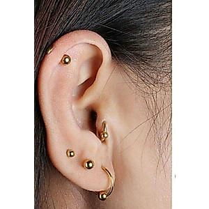 14K SOLID GOLD 16G INTERNALLY THREADED 3MM BALL LIP LABRET TRAGUS STUD RING Style 88888-2054